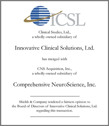 Innovative Clinical Solutions, Ltd.